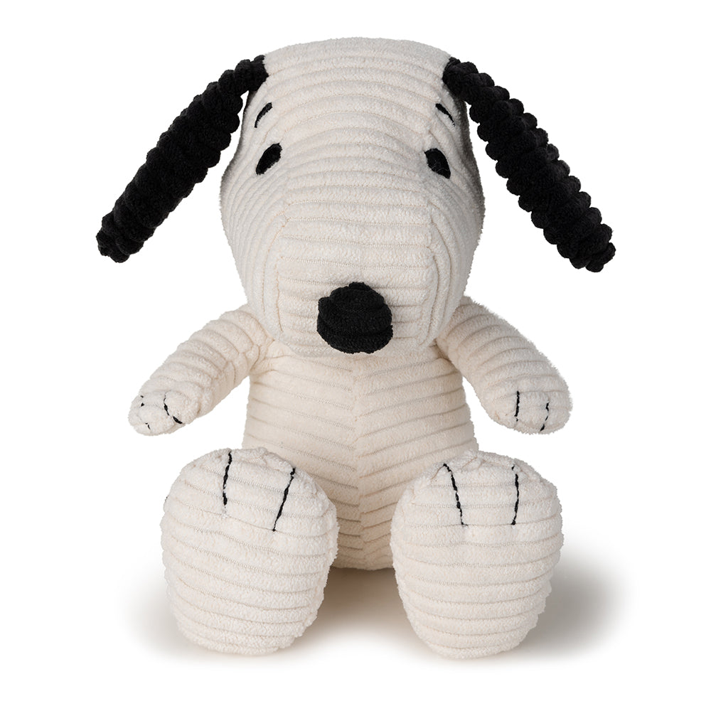 Snoopy Sitting Corduroy Cream In Gift Box 27cm
