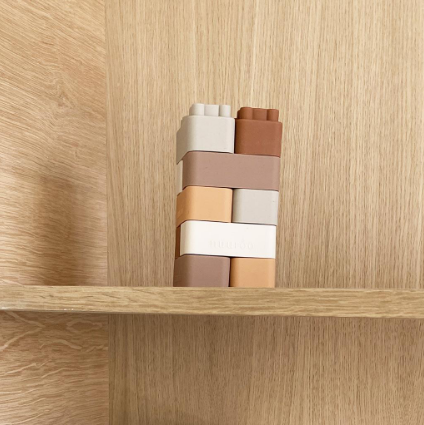 Pile Silicone Building Bricks 10 pcs - Brown Color Mix